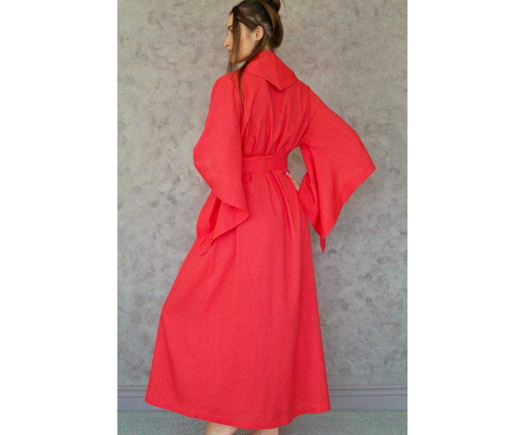 JAPANESE Kimono Robe, EXOTIC Linen Robe for Women, Gift for Her! Flax ...