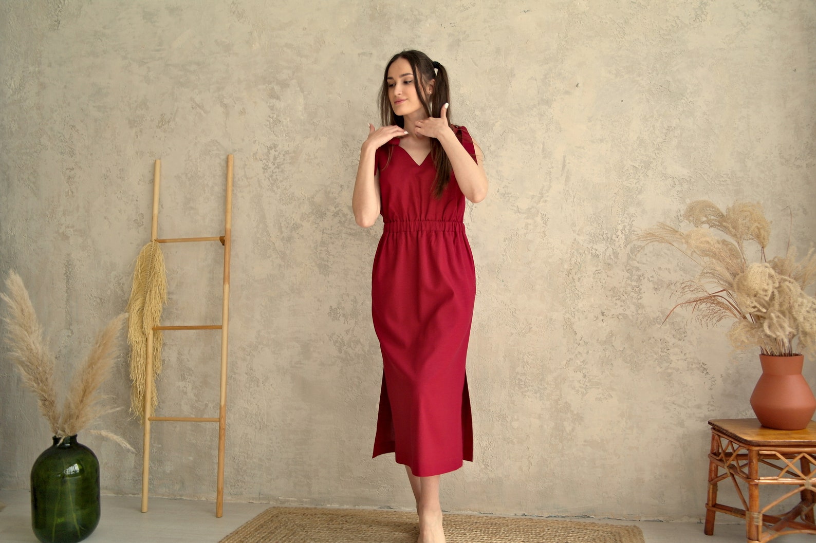 Open Back Linen SUNDRESS Backless Sundress Strap Dress | Etsy