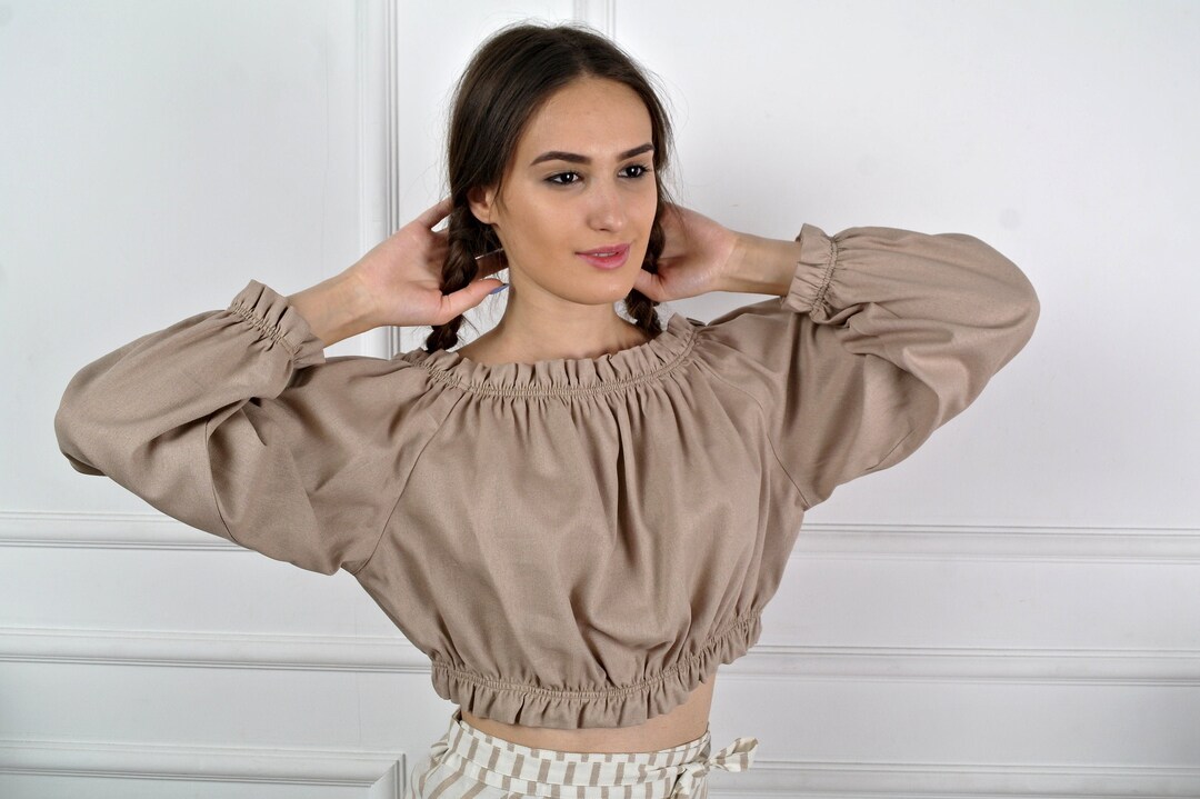 WOMEN LINEN TOP, Linen Top Women, Womens Top, Linen Crop Top, Open ...