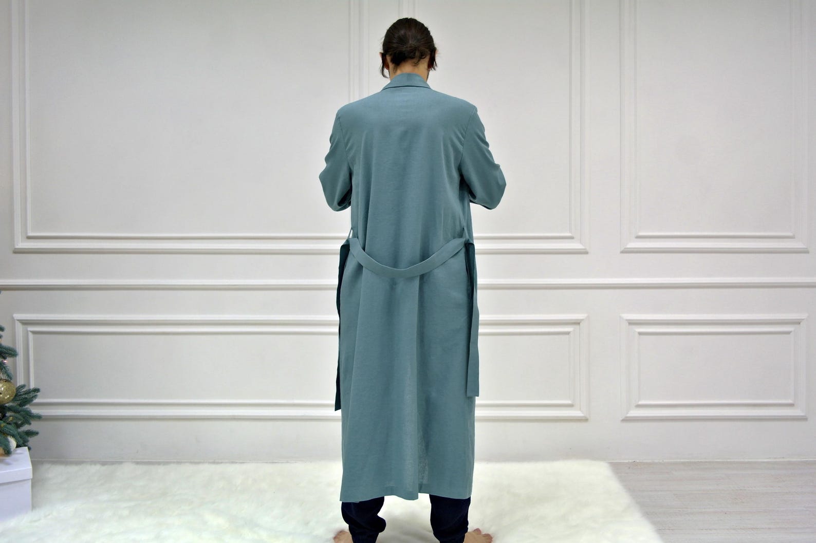 HANDMADE LINEN ROBE for Men, Natural Linen Lounge Wear, Men's Flax Robe ...