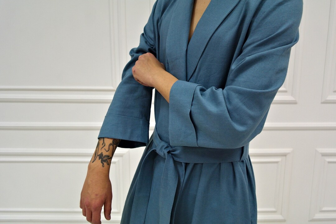 HANDMADE LINEN ROBE for Men, Natural Linen Lounge Wear, Men's Flax Robe ...