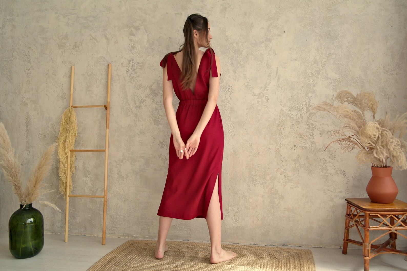 Open Back Linen SUNDRESS Backless Sundress Strap Dress | Etsy