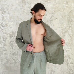 LINEN JACKET Men, Classic Linen Jacket, Men's Organic Flax Blazer, Man ...
