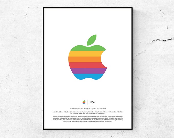 Apple Hello Poster, Apple Logo Poster, Rainbow Apple Logo, Apple Wall ...