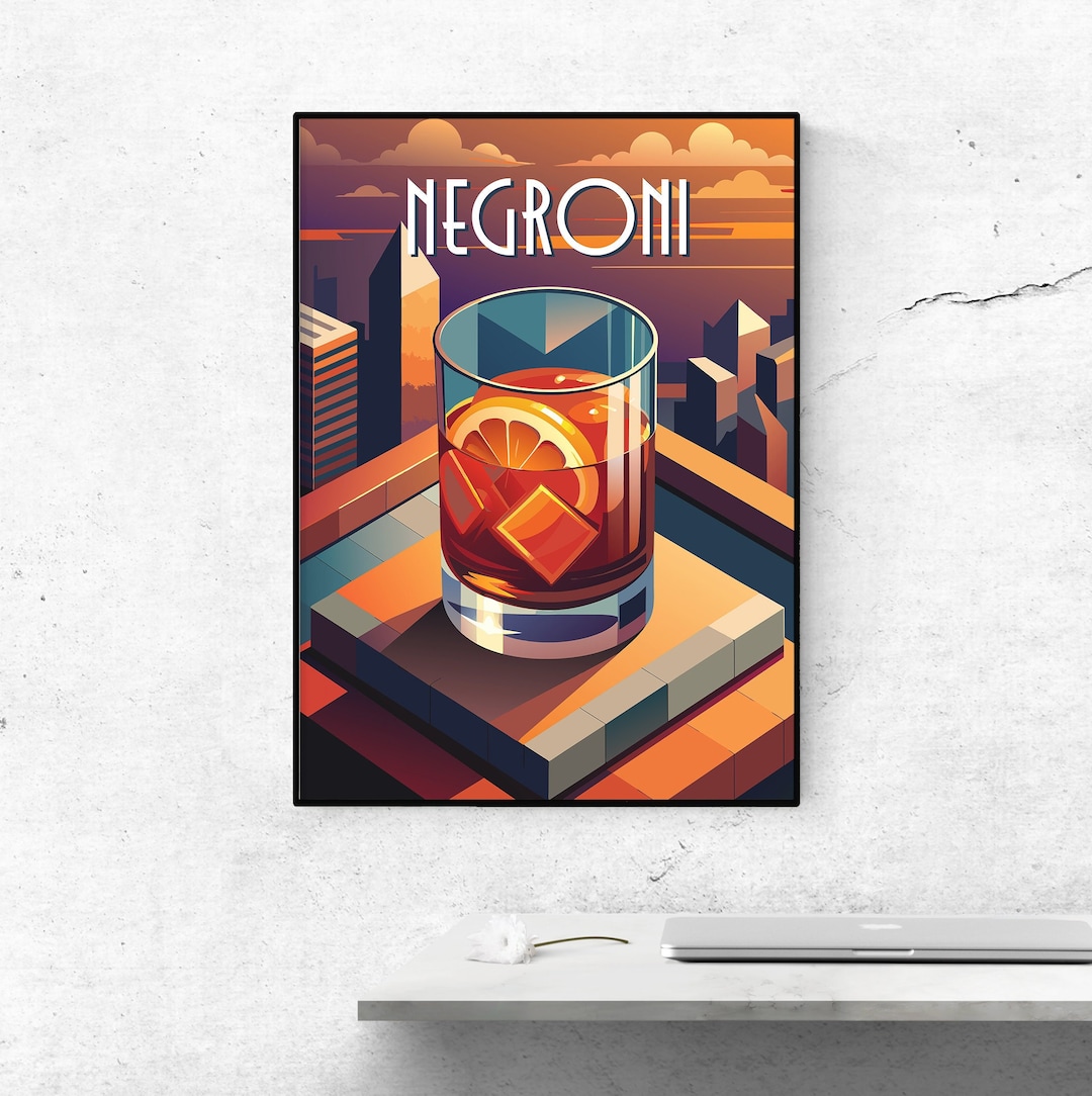 Art Deco Negroni Cocktail Poster - Negroni Art Deco Cocktail Art ...