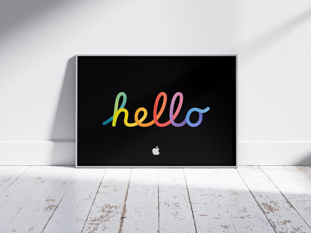 Apple Hello Logo Poster. Apple Hello Poster. Colorful Hello Poster ...