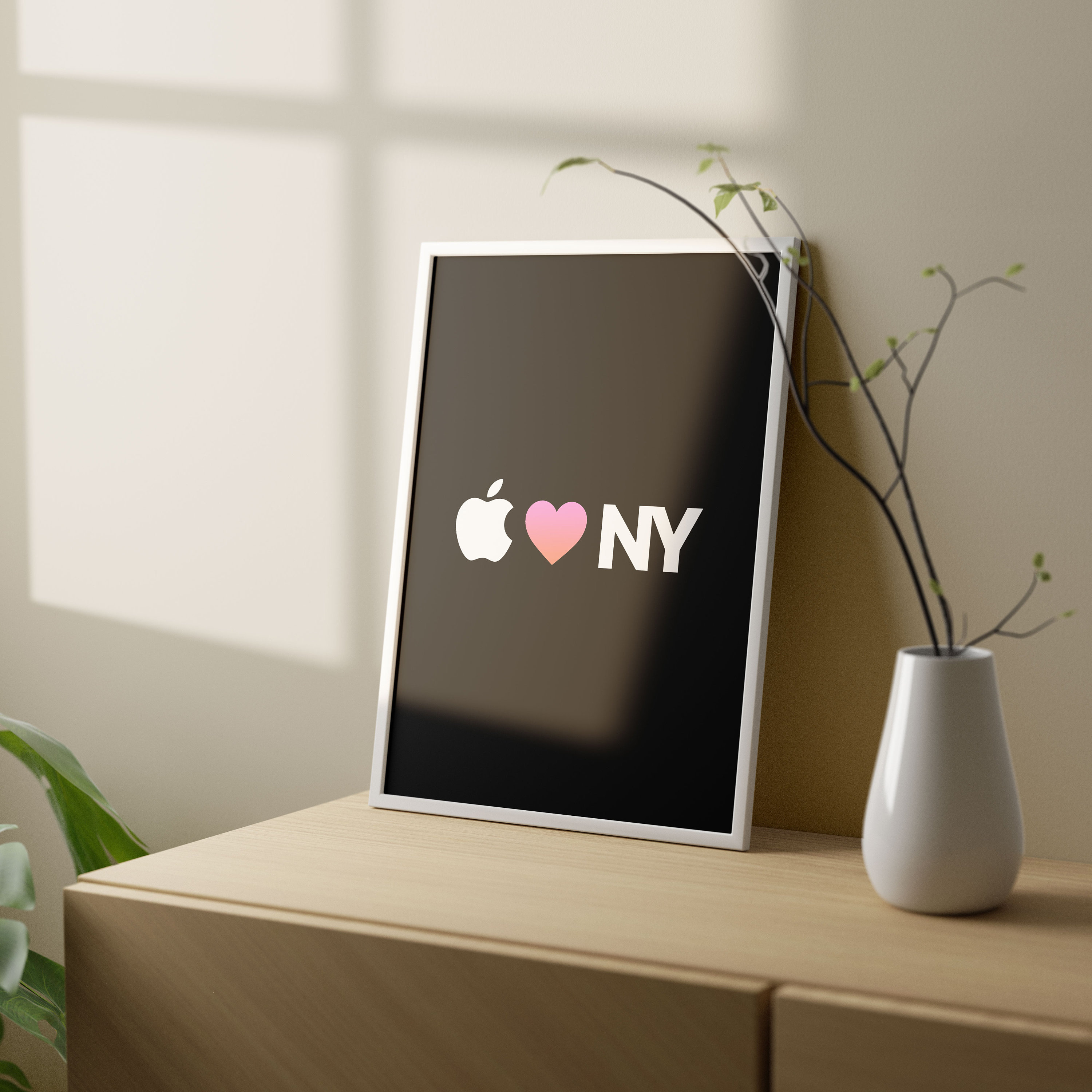 Apple Poster. Apple Logo Printable Poster. Apple Love NY - Etsy