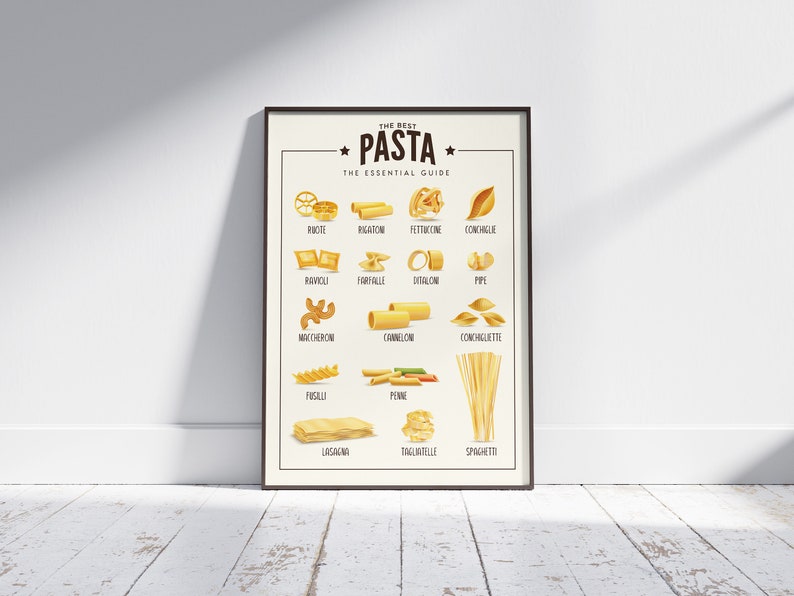 PASTA GUIDE Printable Wall Art Poster Gift for Pasta Lovers - Etsy
