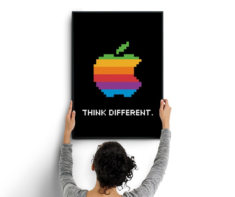 8 Bit Apple Logo Poster. 8bit Think Different Printable | Etsy