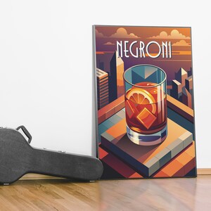Art Deco Negroni Cocktail Poster - Negroni Art Deco Cocktail Art ...