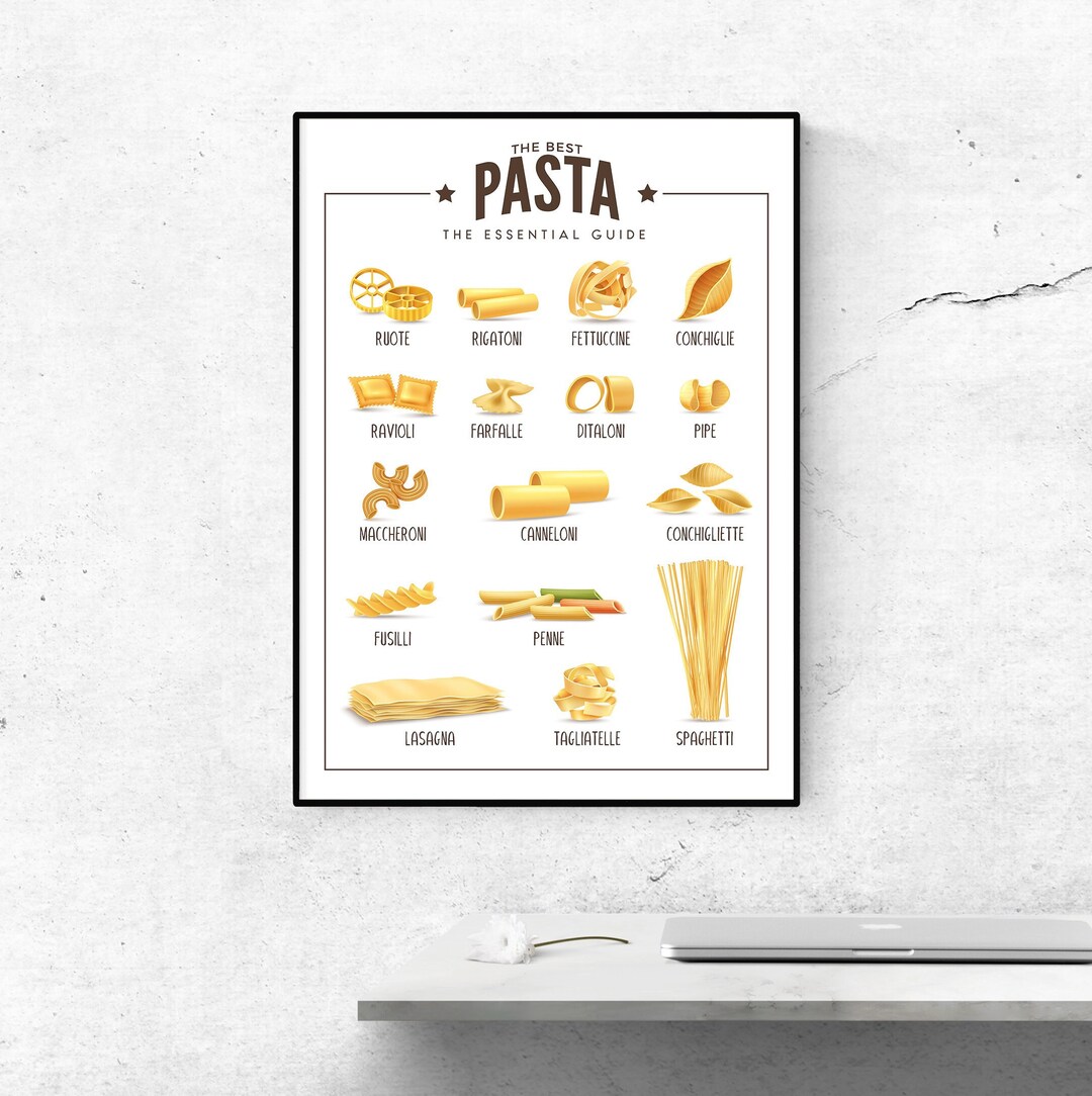 PASTA GUIDE Printable Wall Art Poster, Gift for Pasta Lovers, Italian ...