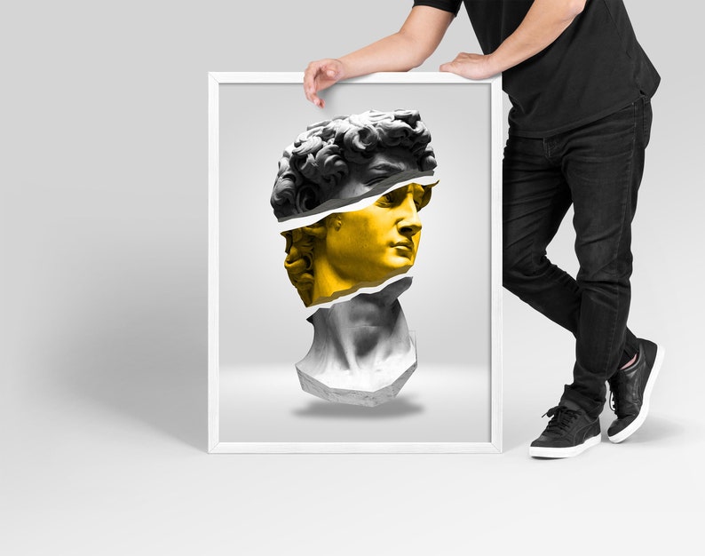 Yellow Broken David Statue Poster: Michelangelo Renaissance Art ...