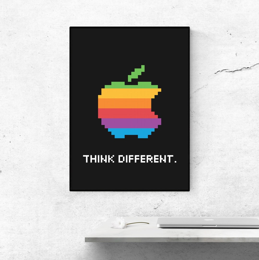 8 Bit Apple Logo Poster. 8bit Think Different Printable Poster. 8-bit ...