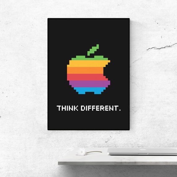 8 Bit Apple Logo Poster. 8bit Think Different Printable - Etsy