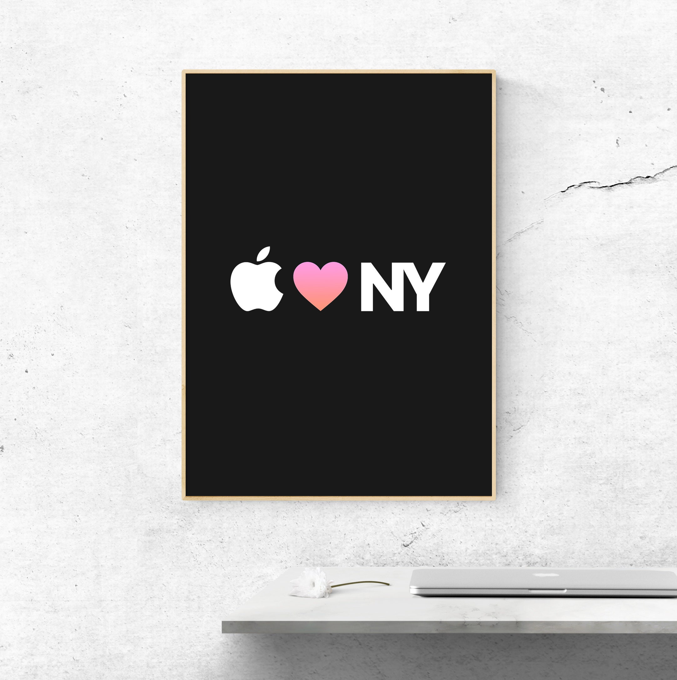 Apple Poster. Apple Logo Printable Poster. Apple Love NY - Etsy