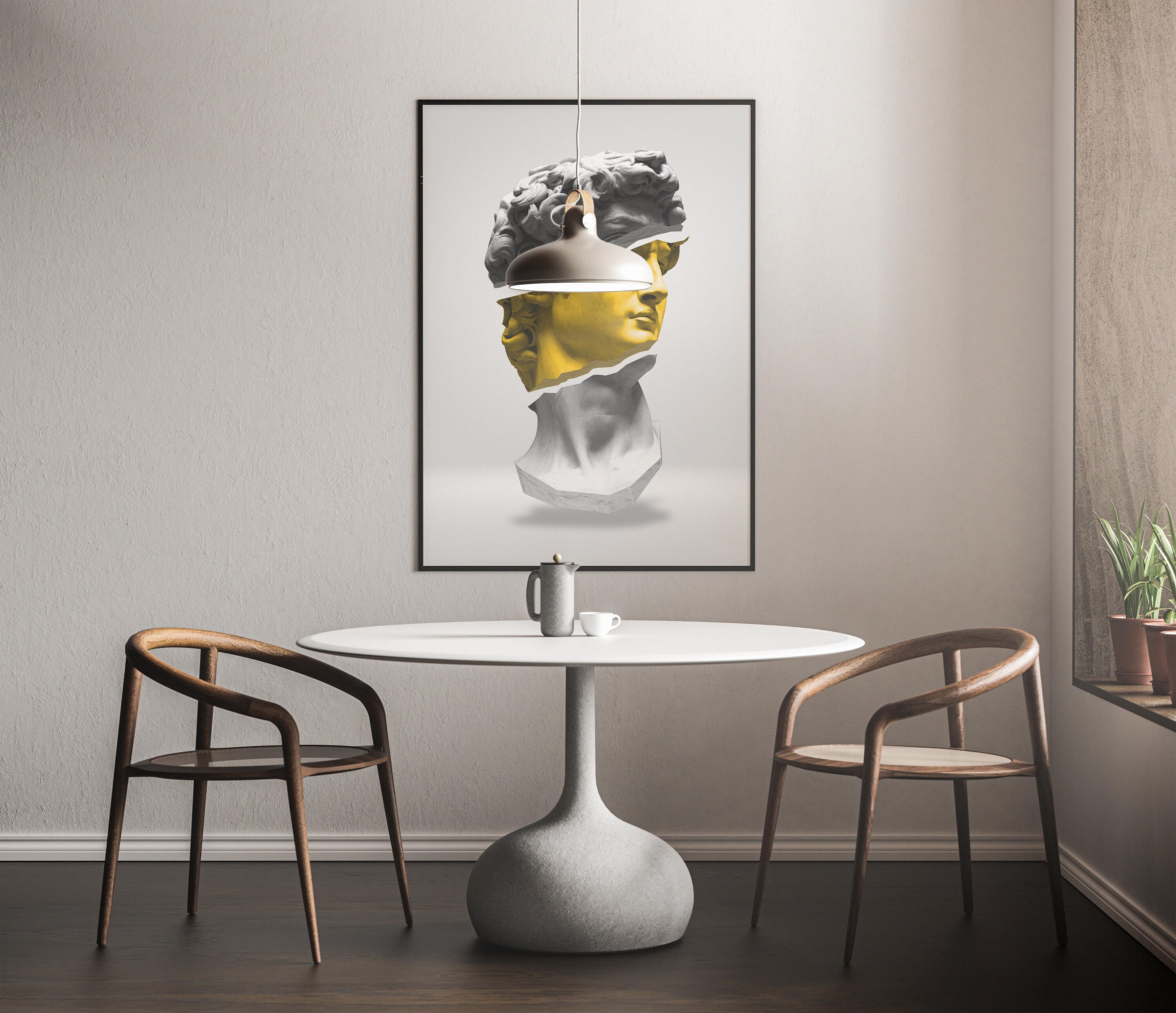 David Statue Poster. Yellow Broken Statue of David Poster. - Etsy