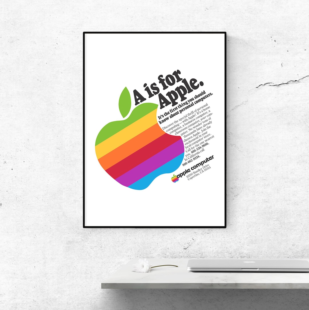 Apple Poster. Vintage Apple Ads Digital Prints. Retro Apple Poster ...
