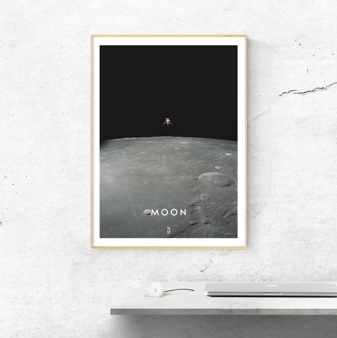 MOON Poster Wall Art. Moon Printable Poster. Solar System Poster - 50cm ...