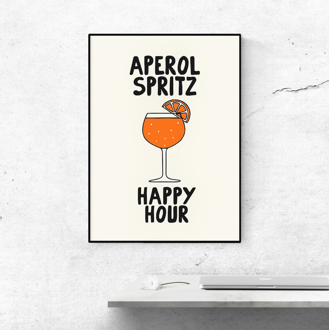 Aperol Spritz Cocktail Print: Happy Hour Bar Cart Art (digital Download ...