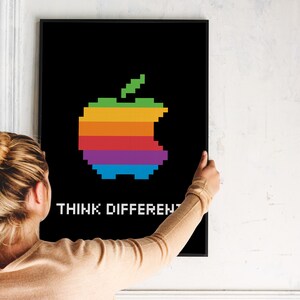 8 Bit Apple Logo Poster. 8bit Think Different Printable Poster. 8-bit ...