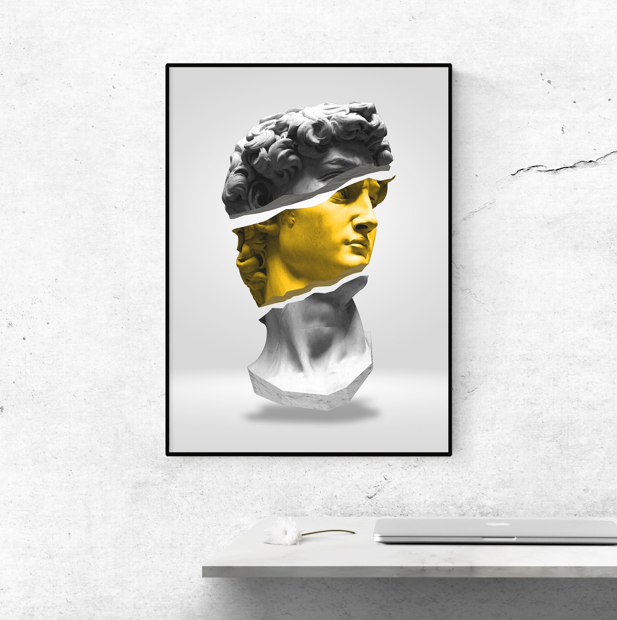 David Statue Poster. Yellow Broken Statue of David Poster. - Etsy