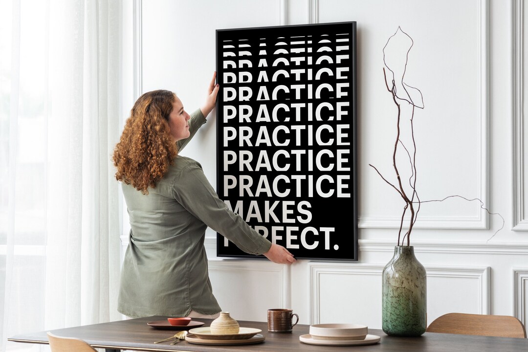 Practices Makes Excellent Poster, Inspirational Quote Art (digital ...