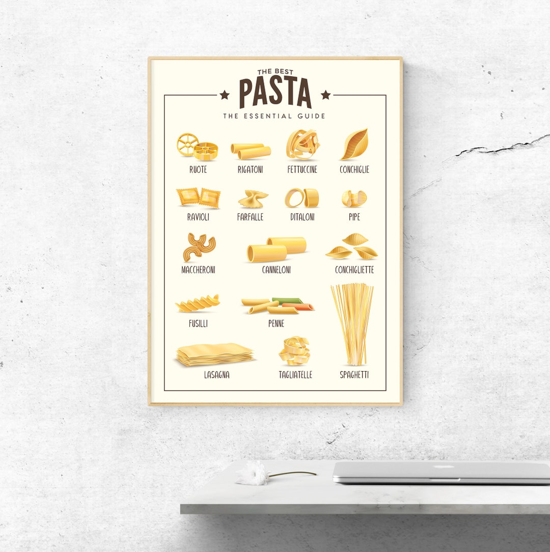 PASTA GUIDE Printable Wall Art Poster, Gift for Pasta Lovers, Italian ...