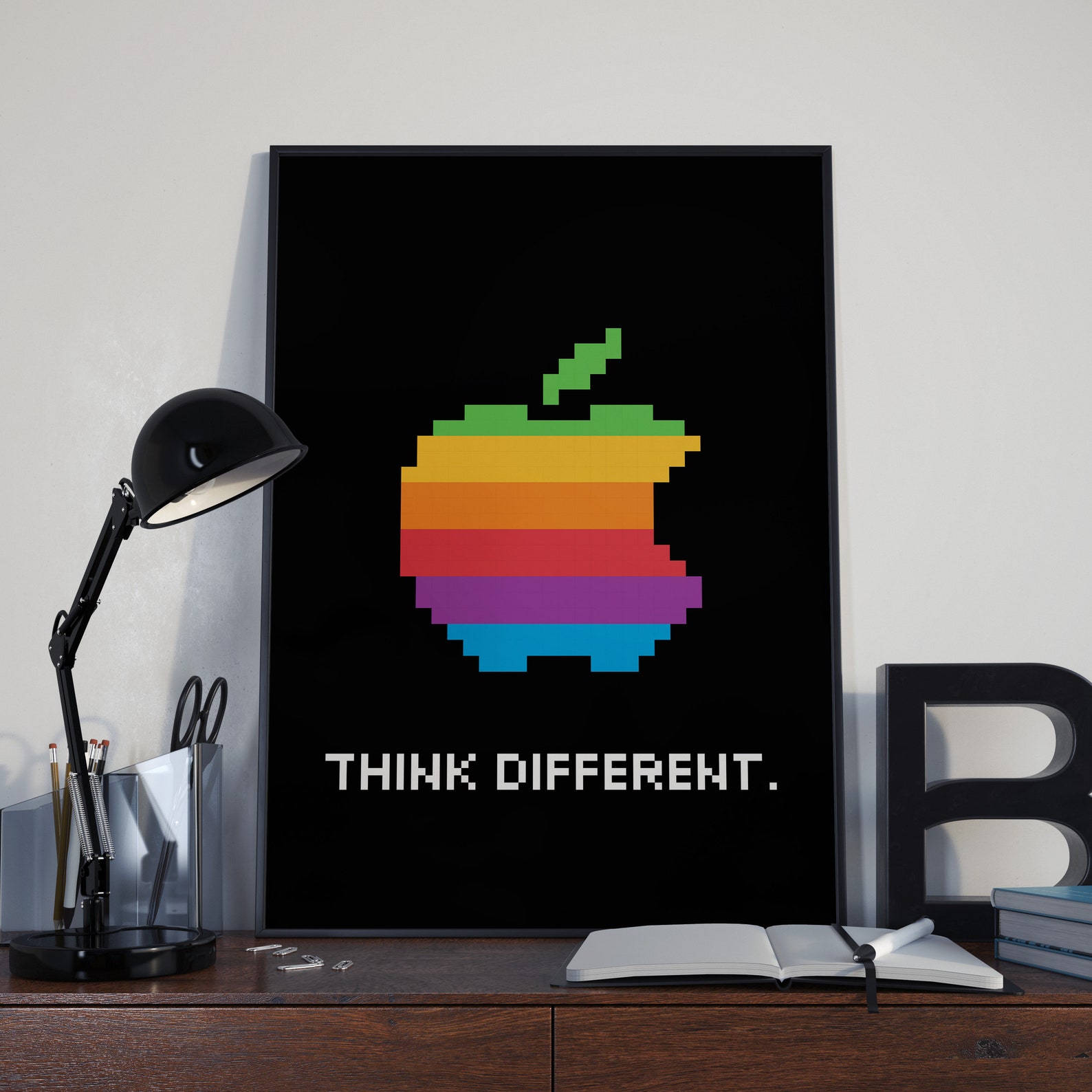 8 Bit Apple Logo Poster. 8bit Think Different Printable - Etsy