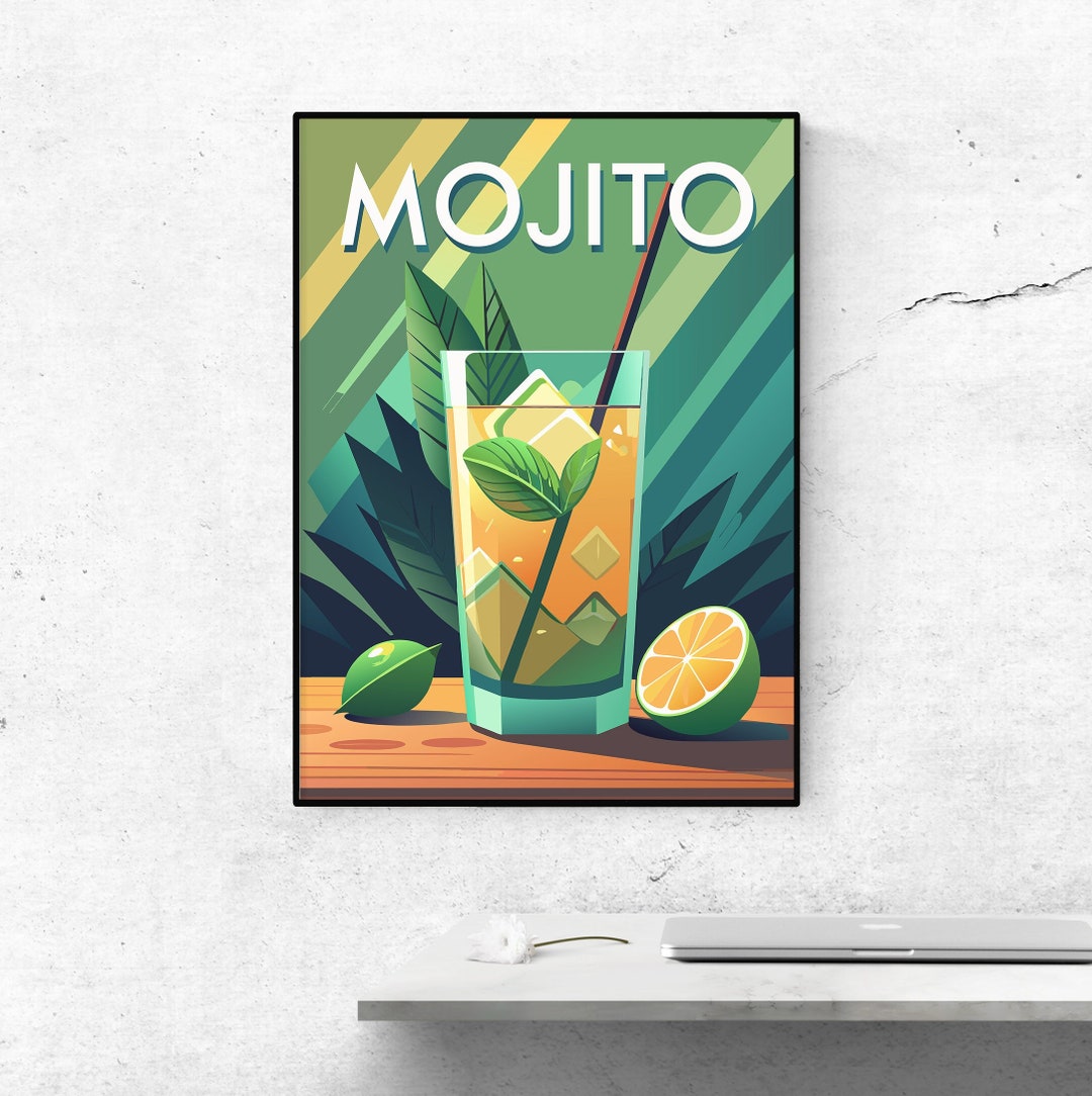 Art Deco Mojito Cocktail Poster - Mojito Art Deco Cocktail Print ...