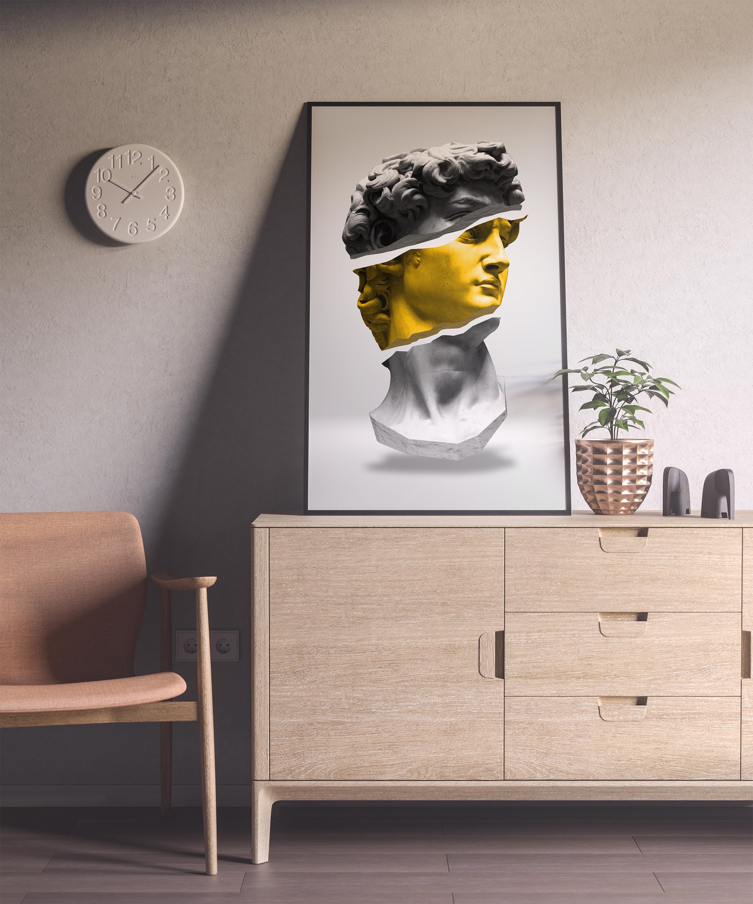 David Statue Poster. Yellow Broken Statue of David Poster. - Etsy