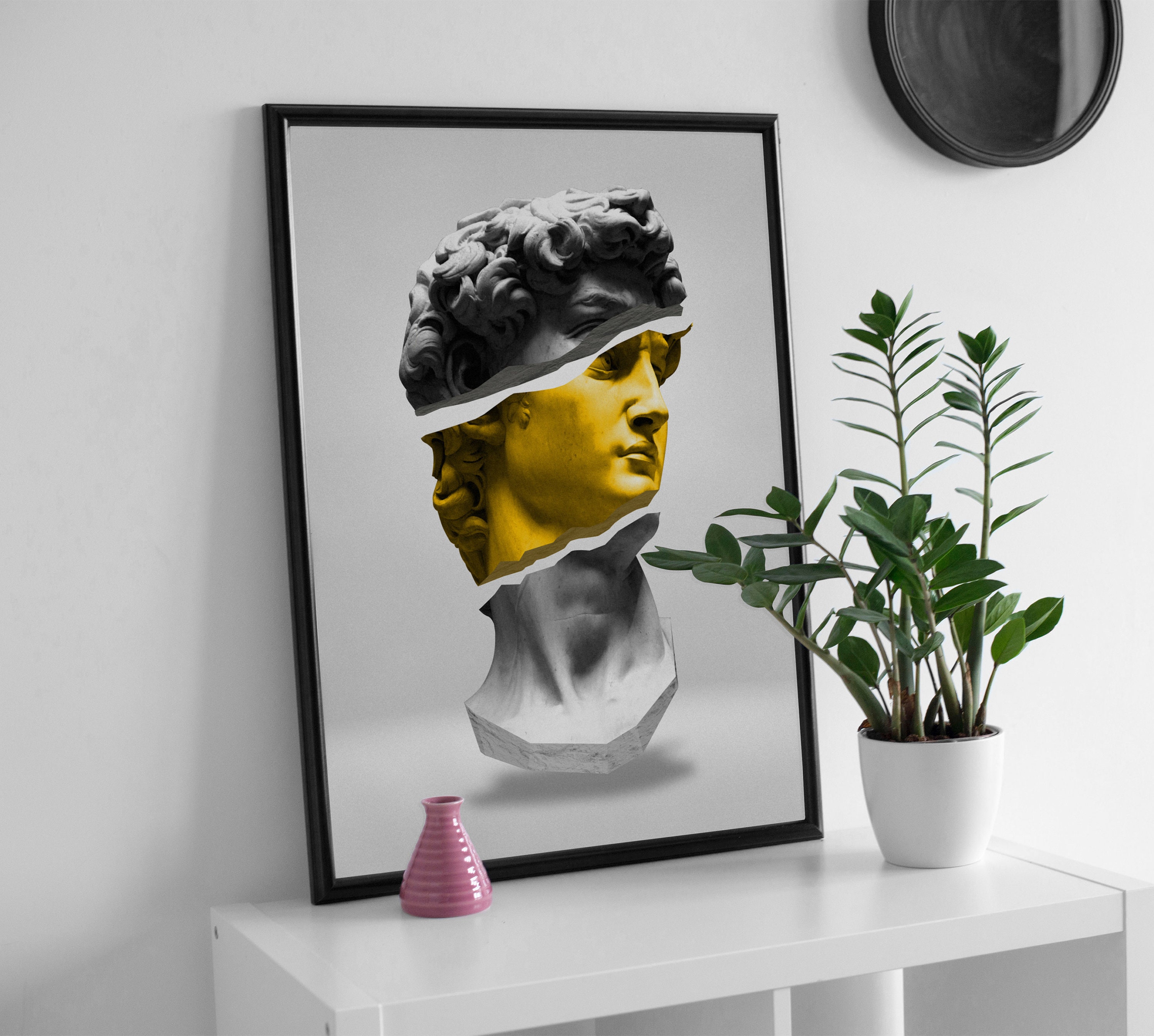 David Statue Poster. Yellow Broken Statue of David Poster. - Etsy