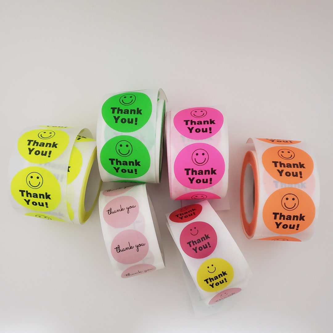 48pcs Thank You Stickers | Pink, Smile, Neon Thank You Stickers for ...
