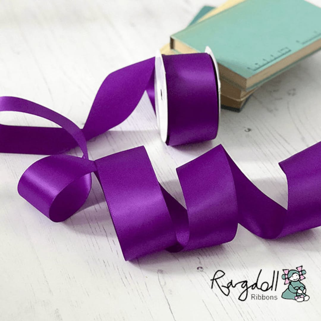 Royal Purple Satin Ribbon Roll of Cadbury's Purple Colour Ribbon in ...