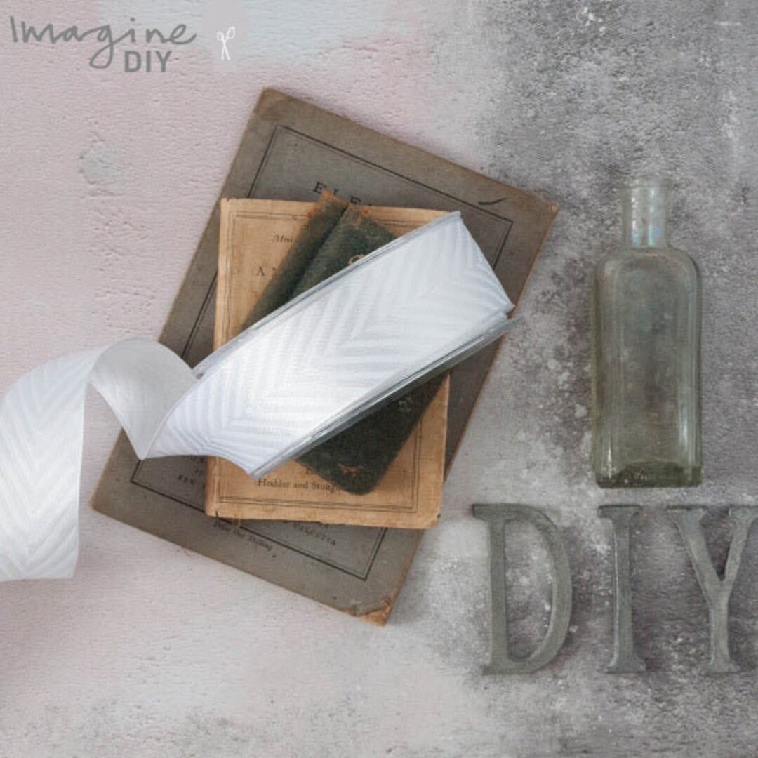 White Woven Hidden Arrow Ribbon Decorative White Ribbon With Self ...