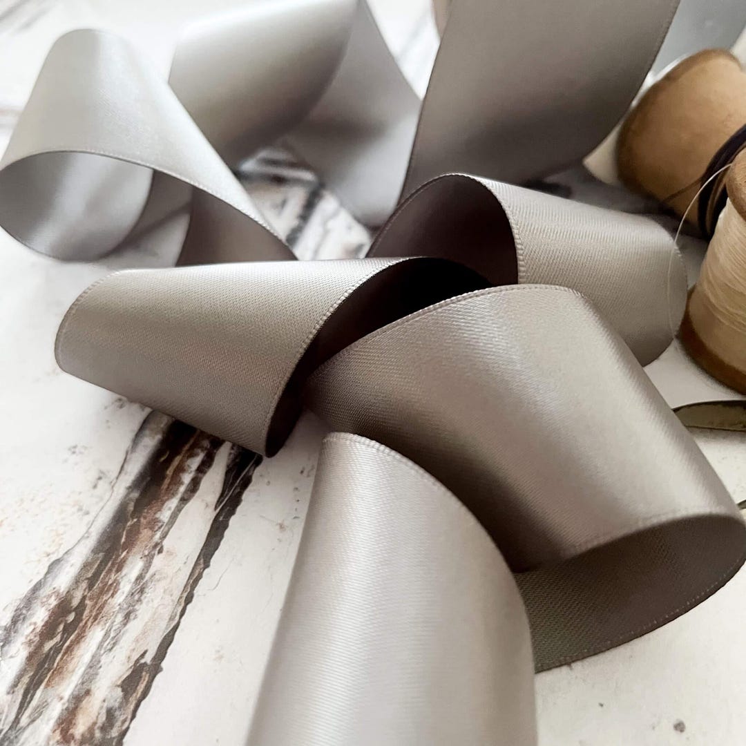 Metal Grey Satin Ribbon | 10 Meter Roll of Gray Satin Ribbon in Various ...