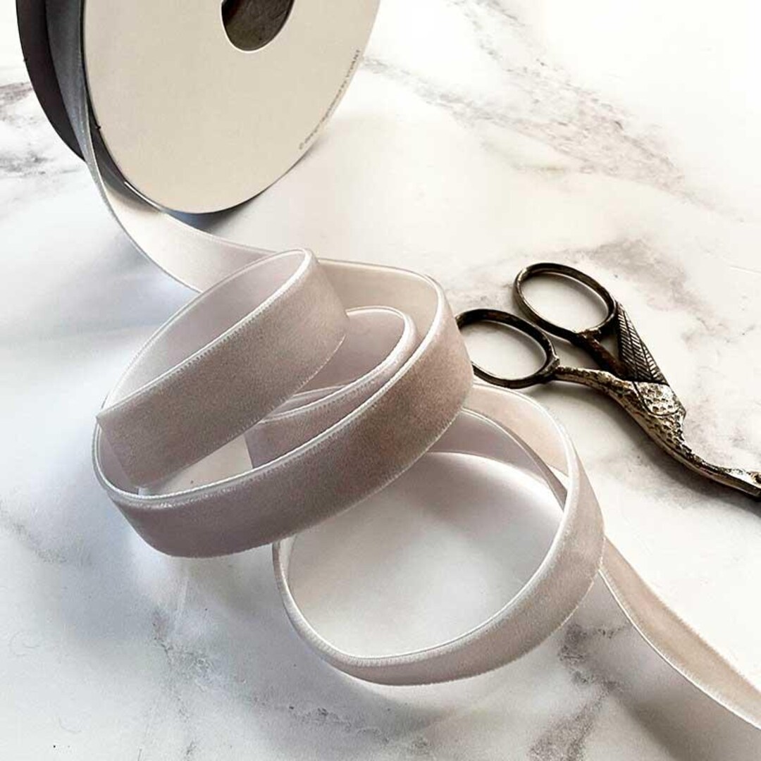 Silver Velvet Ribbon | Light Silver Grey Luxury Velvet Ribbon 15mm Wide ...