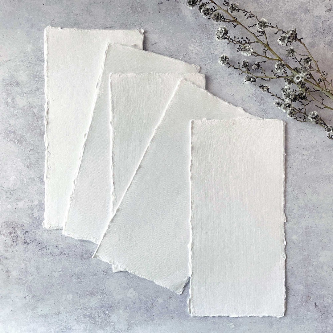 DL Handmade Cotton Rag Card in White 250gsm | Pack of 5 | SALE ITEM - Etsy