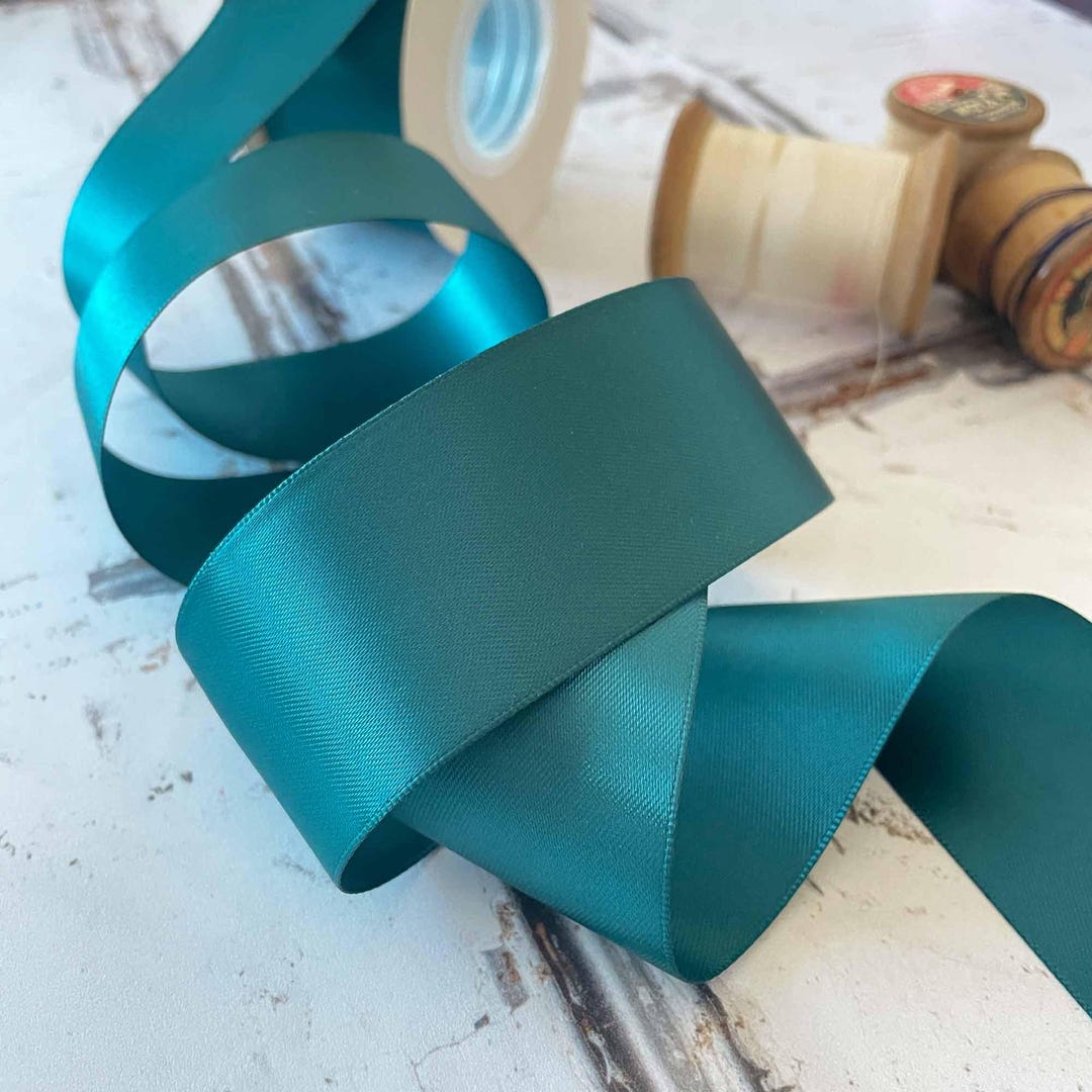 Teal Satin Ribbon Roll of Teal Green Ribbon in Various Widths 6mm, 13mm ...