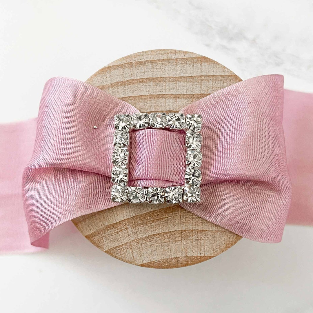 Pack of 10 Small Square Crystal Ribbon Sliders | Square Rhinestone ...