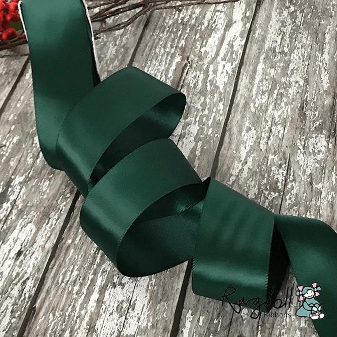 Spruce Green Satin Ribbon | 10 Meter Roll of Forest Green Ribbon in ...