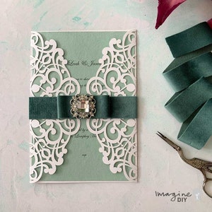 Lavish Laser Cut Invitation in White Blank Laser Cut Invitations DIY ...