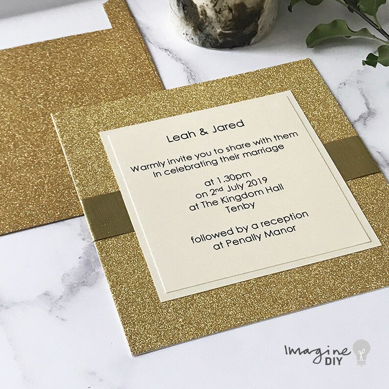 Gold Glitter Envelope Square Invitation Envelope in Gold | Etsy UK