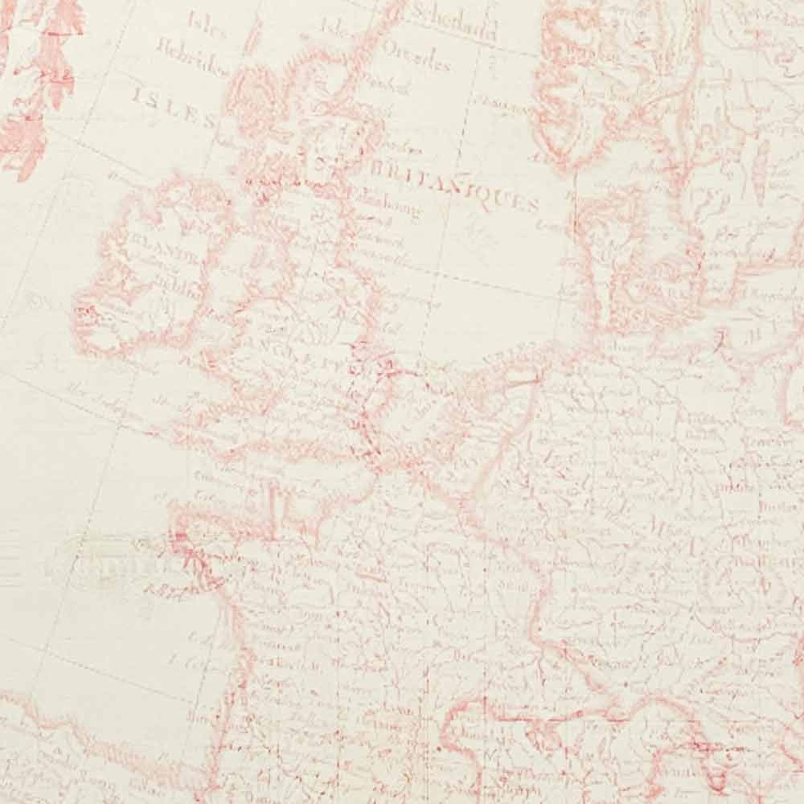 Francis Vintage Map Paper in Pink . PACK OF 5 . Decorative Paper ...