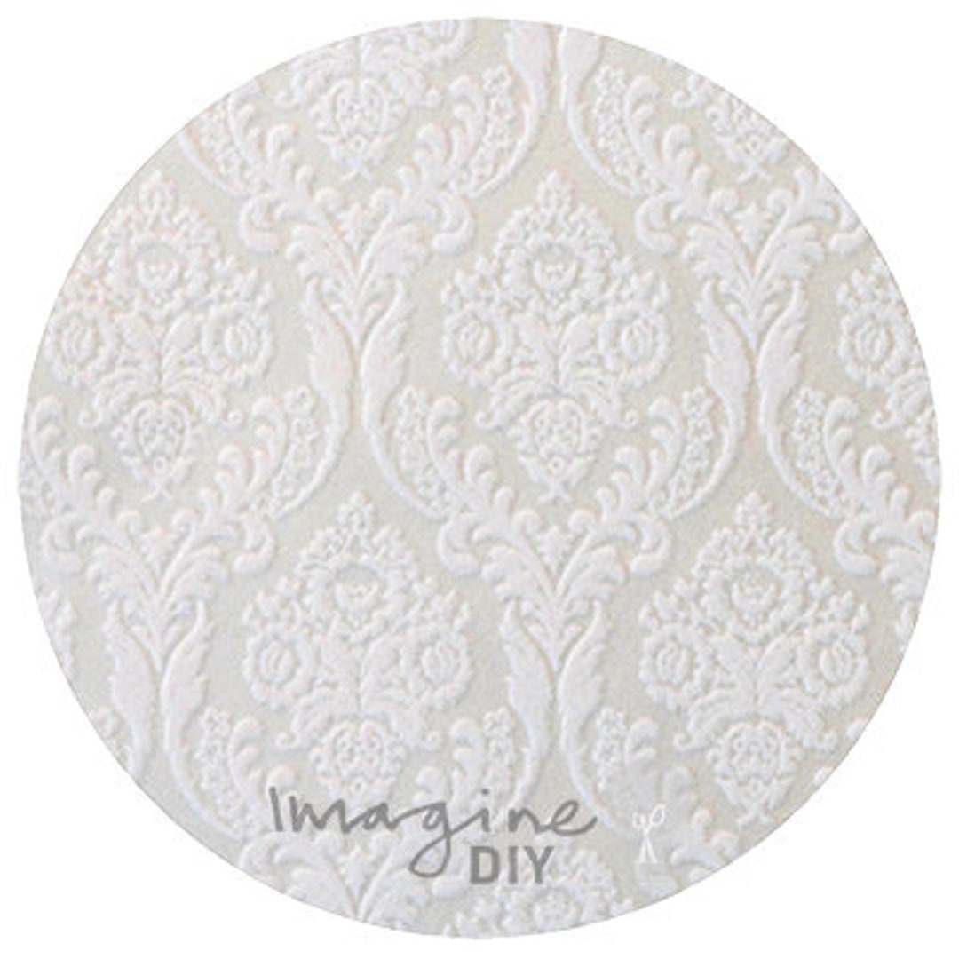Ascot Flocked Paper in Ivory . PACK OF 5 . Decorative Paper . Patterned ...
