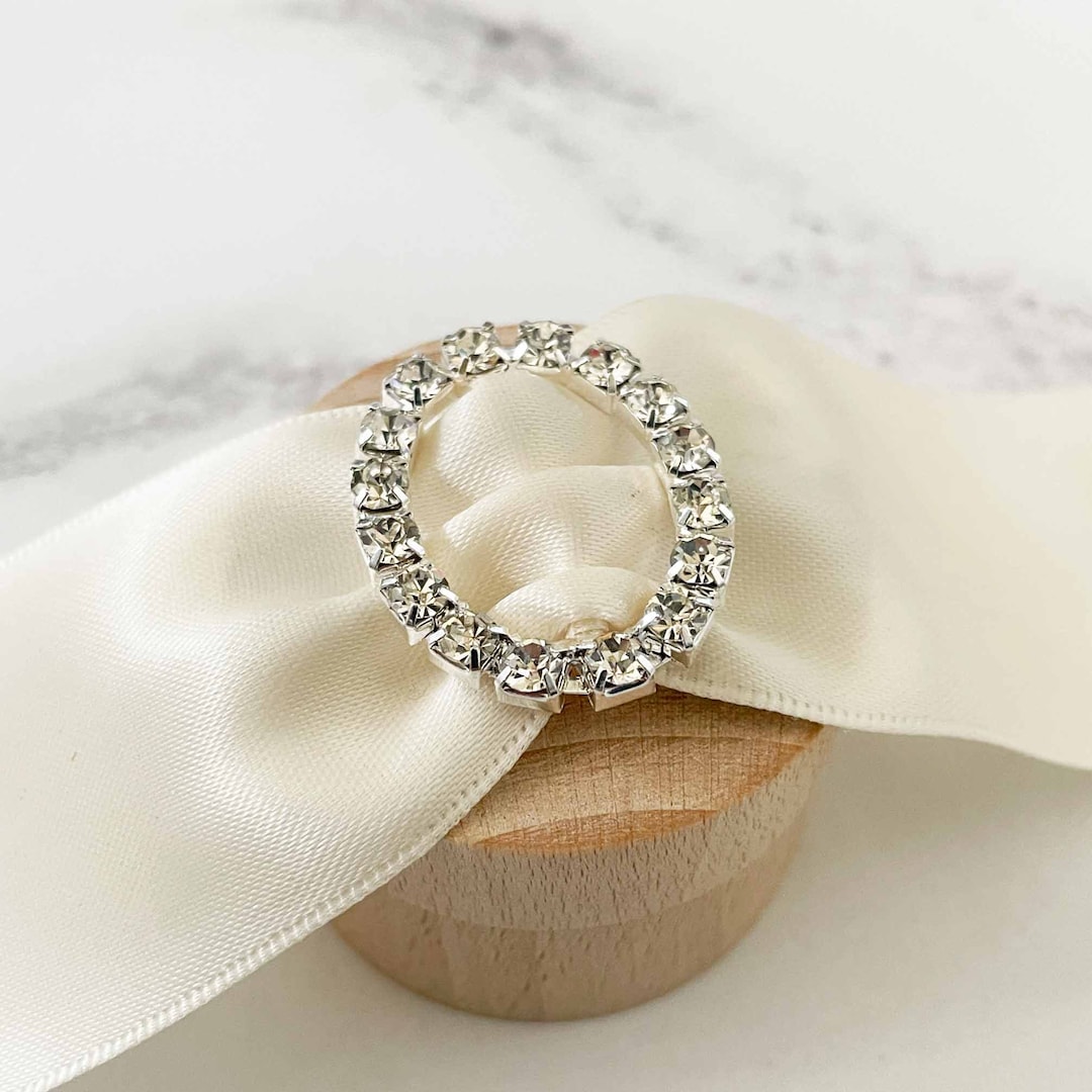 Pack of 10 Oval Crystal Ribbon Sliders | Oval Rhinestone Buckles for ...