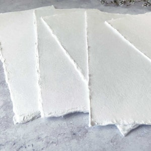 DL Handmade Cotton Rag Card in White 250gsm | Pack of 5 | SALE ITEM - Etsy