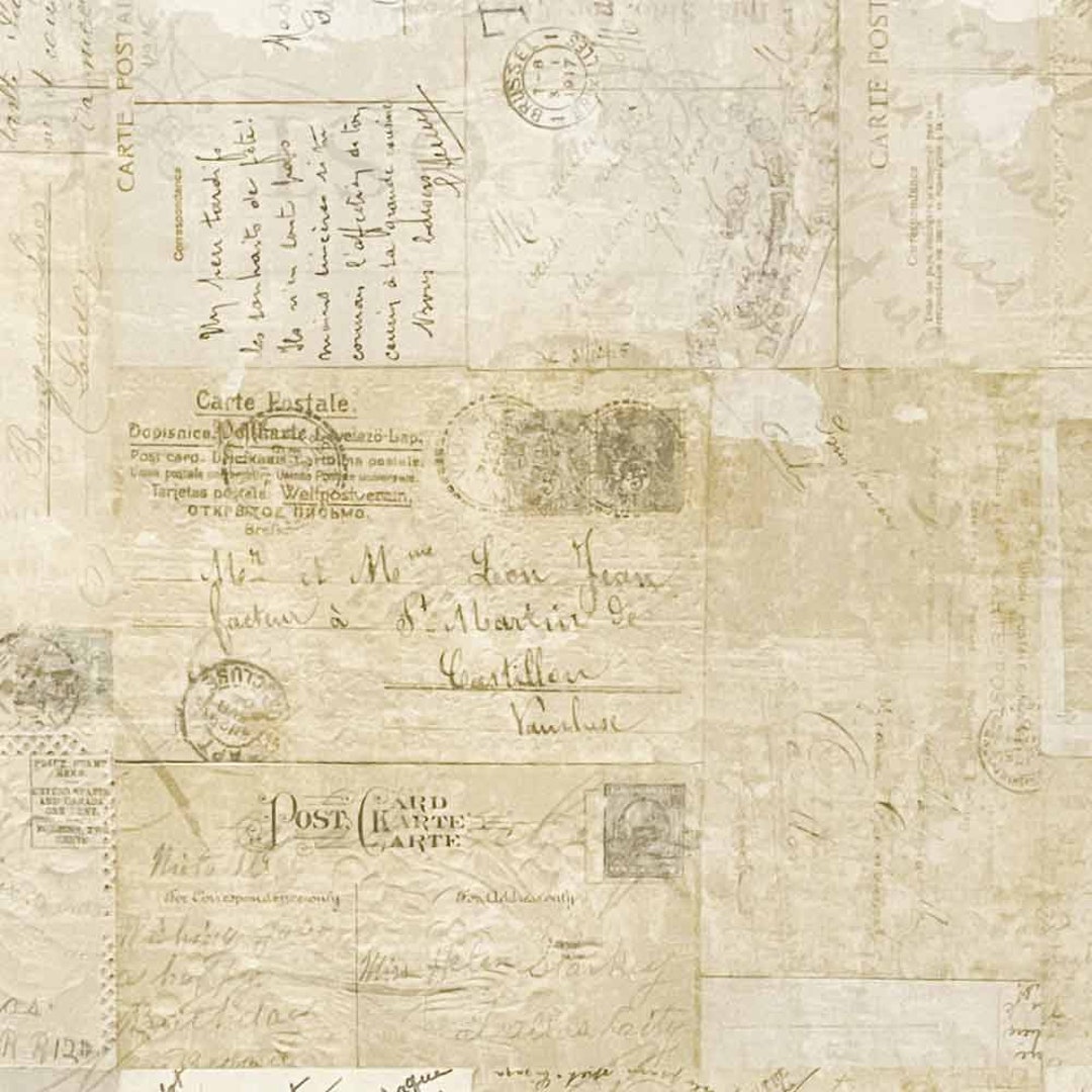 Vintage Postcards Paper . PACK OF 5 . Decorative Paper . Patterned ...