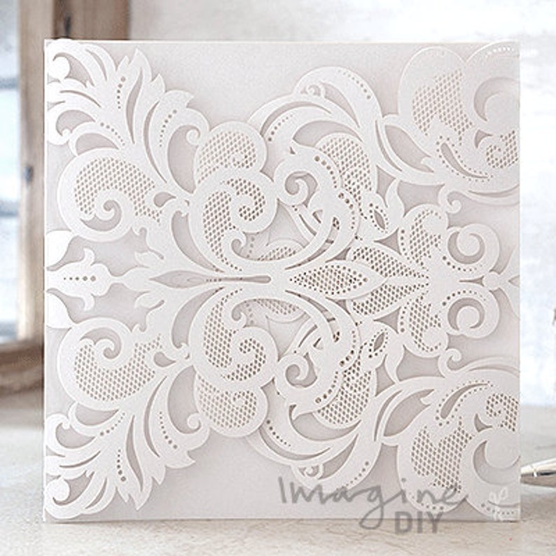 Rococo Wedding Invitation White Blank Laser Cut Invitation - Etsy UK