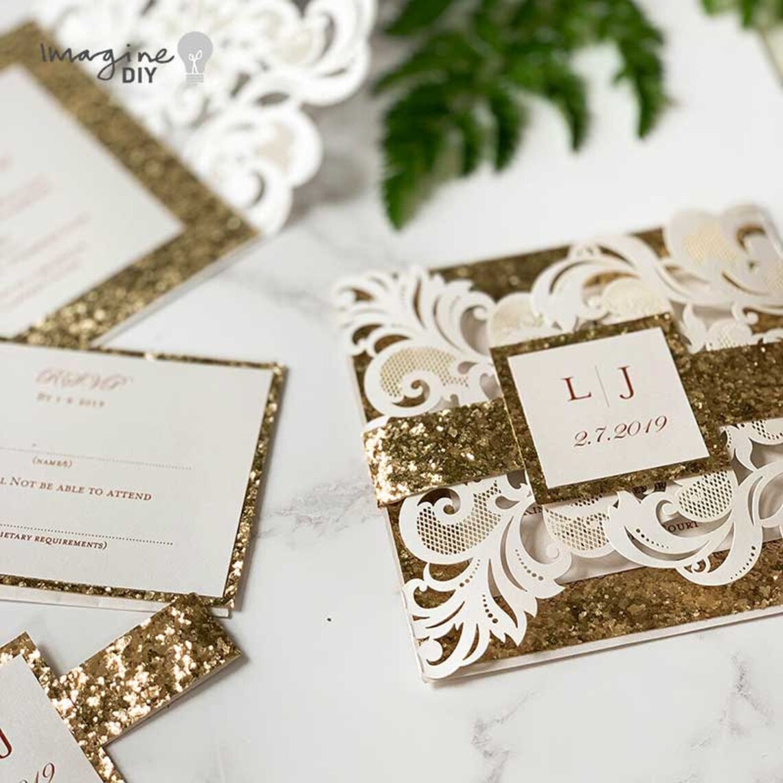 Rococo Wedding Invitation White Blank Laser Cut Invitation - Etsy UK