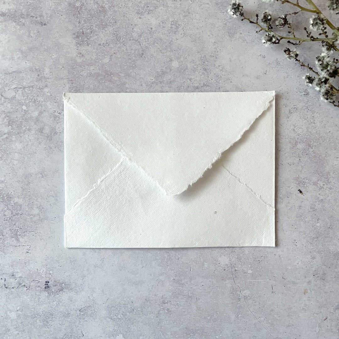 C6 White Handmade Paper Envelopes With Deckled Edge Made From White ...